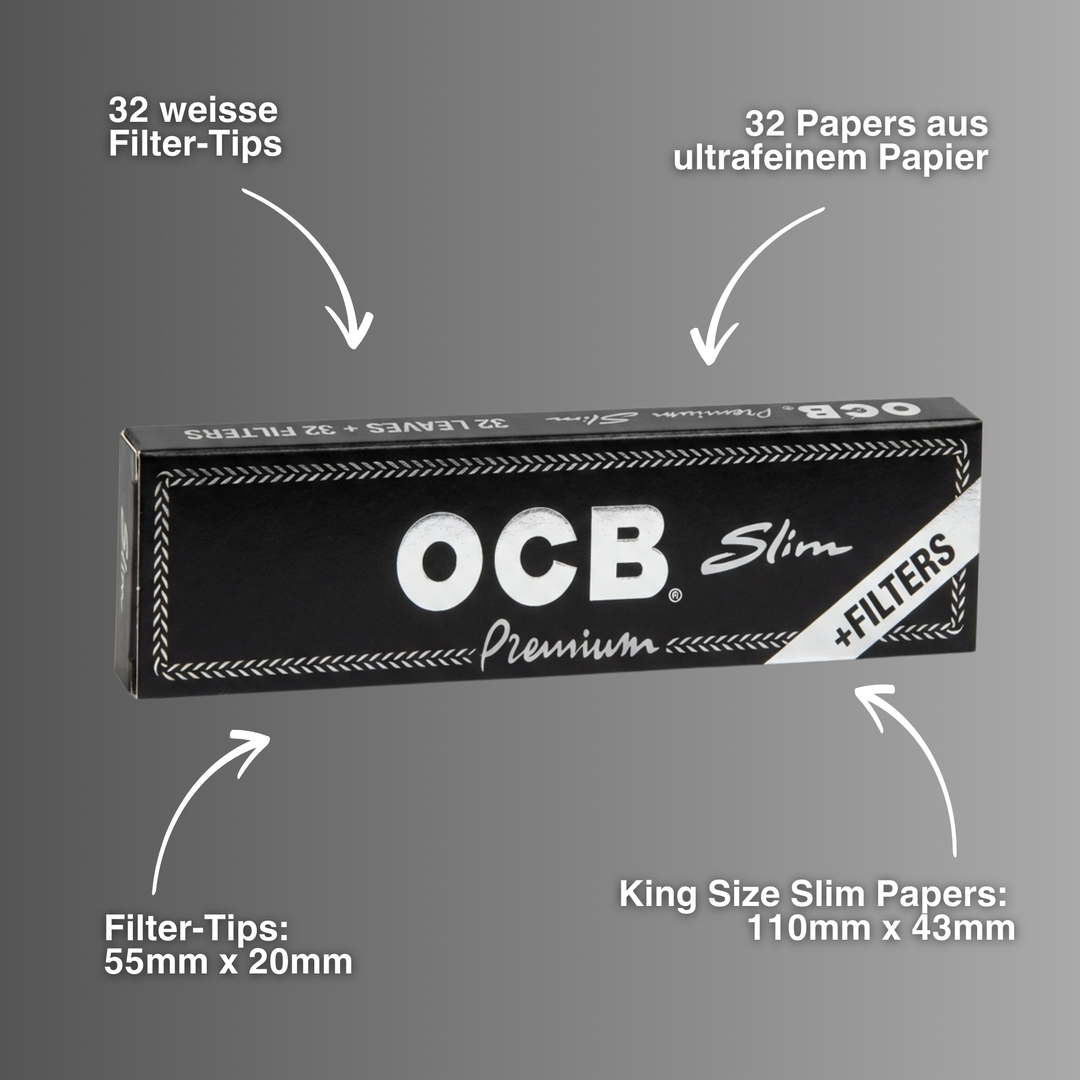 OCB Black Premium Papers Slim + Filter – Green Passion